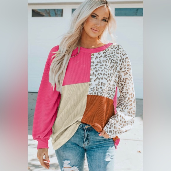 Tops | Colorblock Textured Knit Toplantern Sleevesoft Material With ...